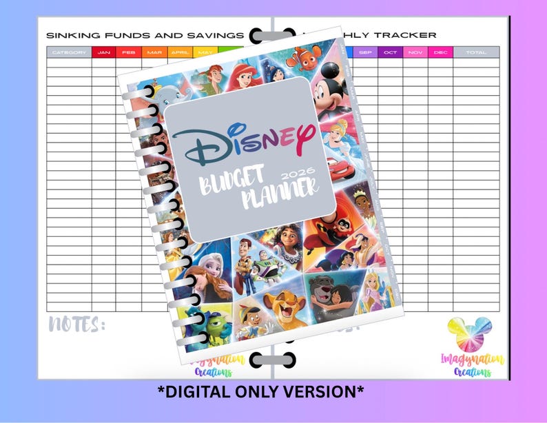 2026 Disney/pixar Themed Budget Planner (digital/printable) - Etsy