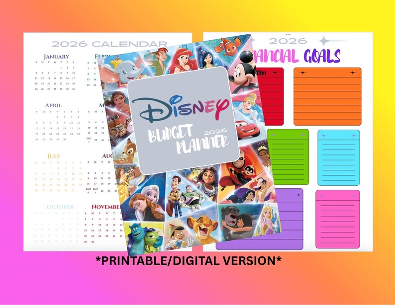 2026 Disney/pixar Themed Budget Planner (digital/printable) - Etsy