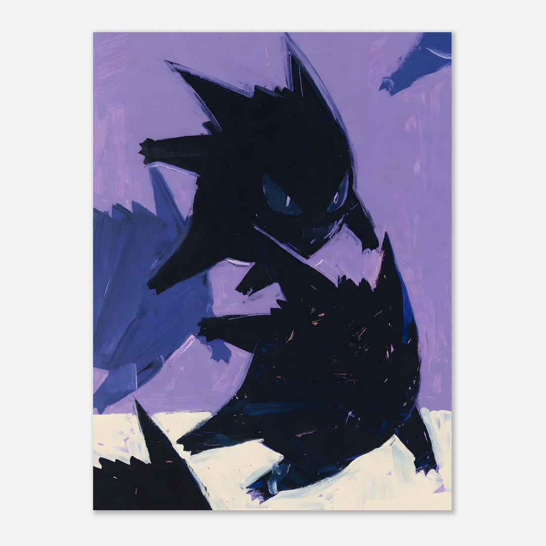 Shadow Gengar Pokémon Art Print - Hand-painted Expressionist Style ...
