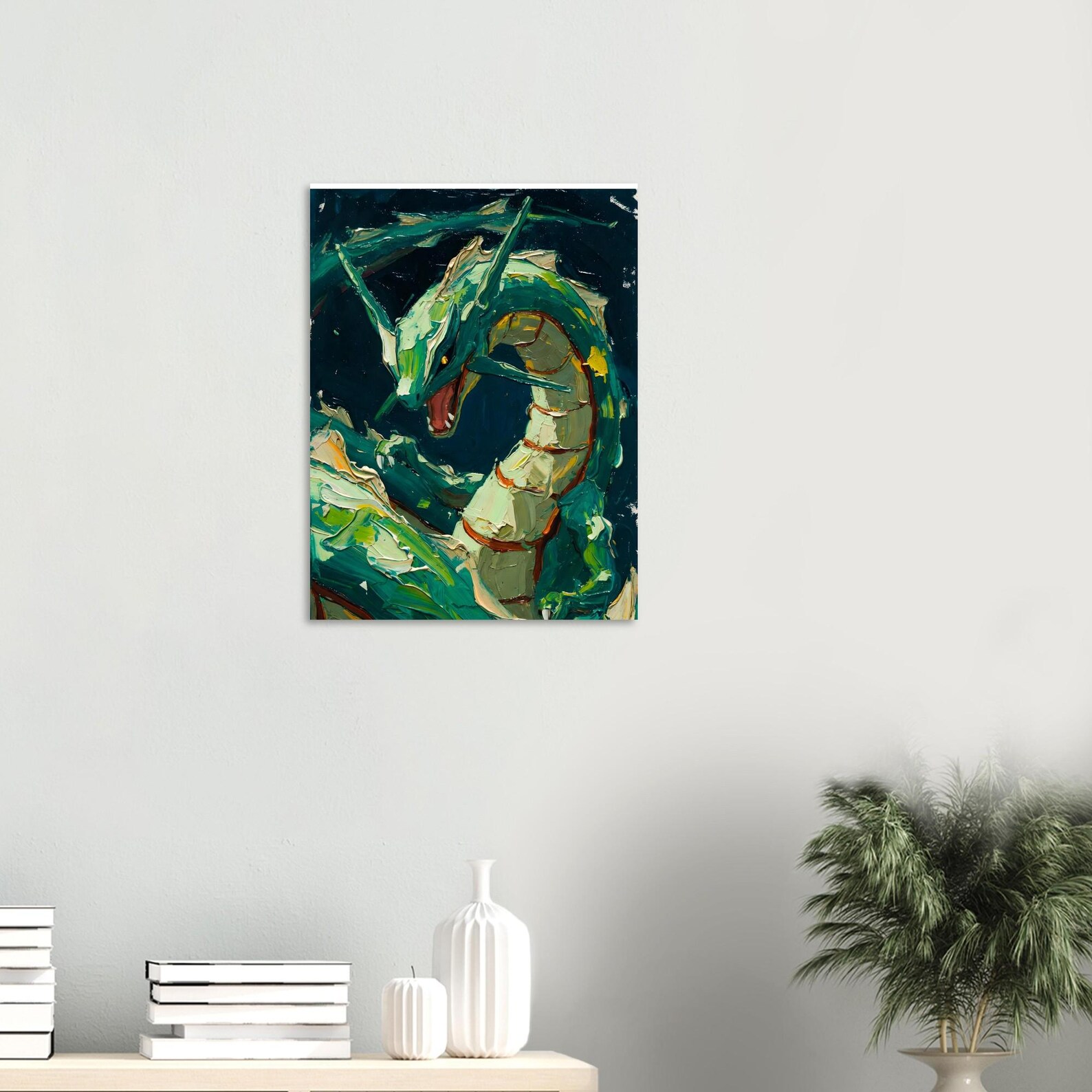 Mega Rayquaza | Fierce Expressionist Oil Painting Wall Art Poster ...