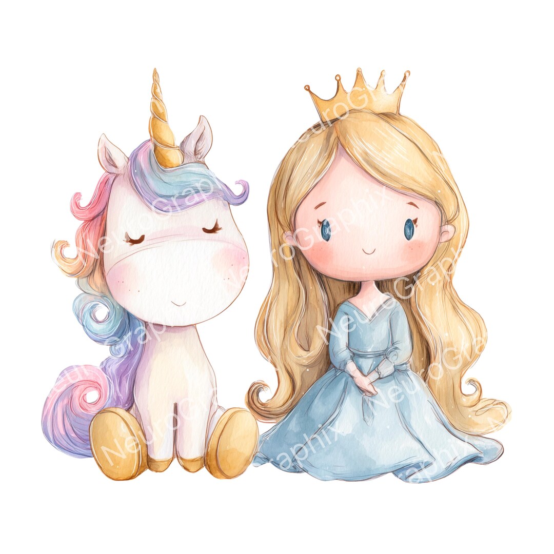 20 Magical Unicorn and Princess Clipart,png/ 300dpi,digital Clipart ...