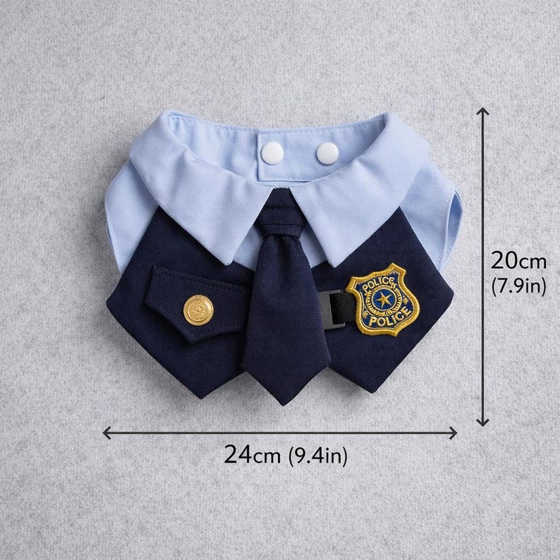 Police Inspired Pet Bandana, Dog & Cat Costume Collar With Tie, Funny ...