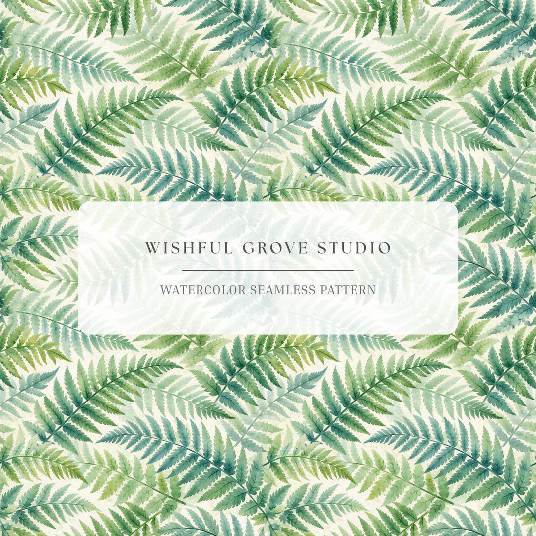 Silver Fern Seamless Pattern | NZ Native Watercolor Botanical - Etsy