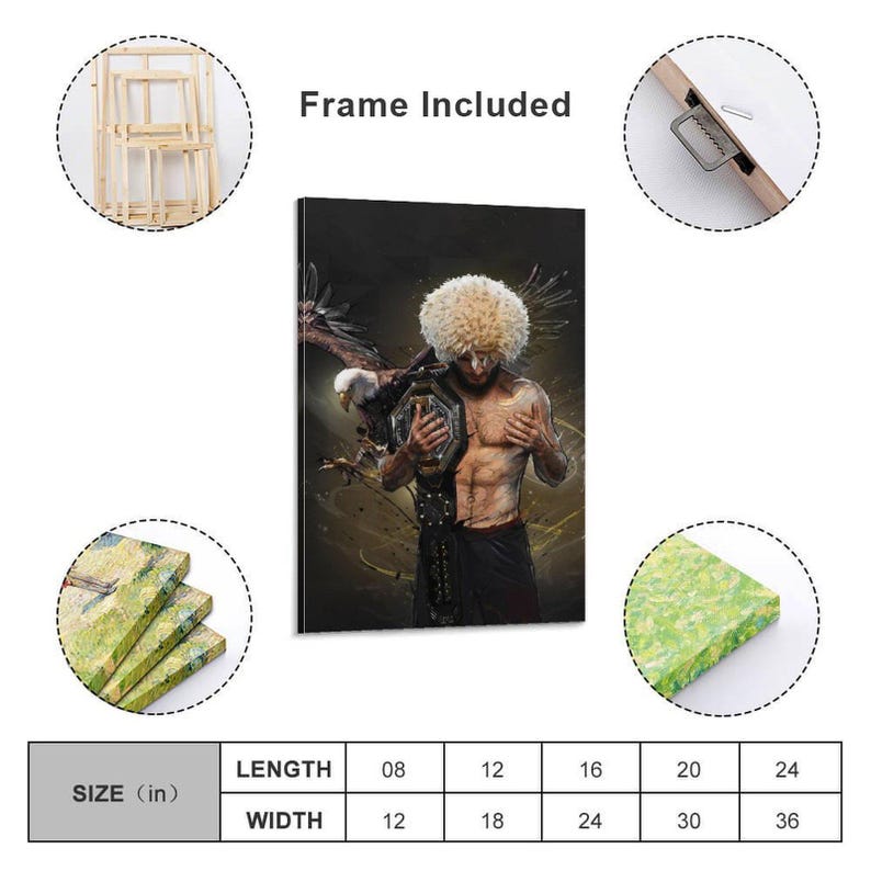 Khabib Nurmagomedov Art Boxing Poster Illustration Style Wall Art ...