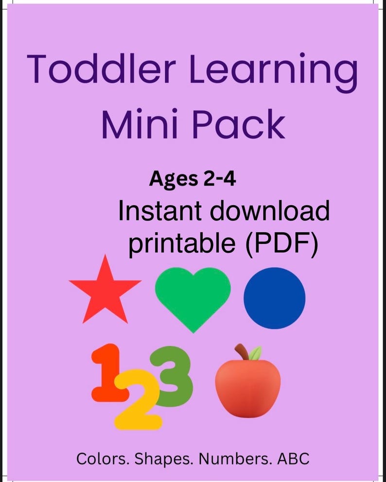 Toddler Learning Worksheets | Colors Shapes Numbers (ages 2–4) - Etsy
