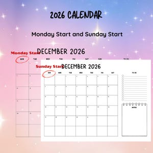 2026 Digital Calendar – Monthly Planner, Landscape, Elegant, Sunday ...