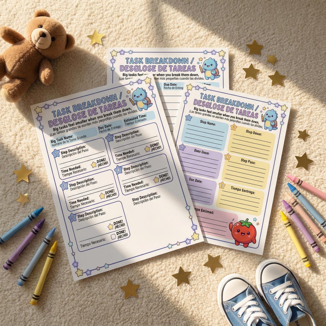 Bilingual Focus & Attention Worksheets for Kids | English Spanish ADHD ...