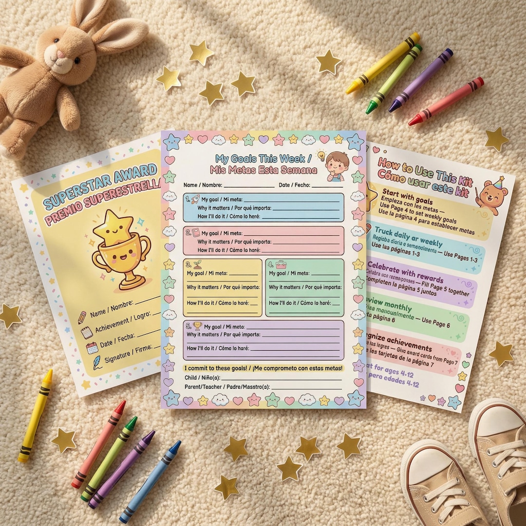 Bilingual Behavior Chart for Kids Printable | English Spanish Weekly ...