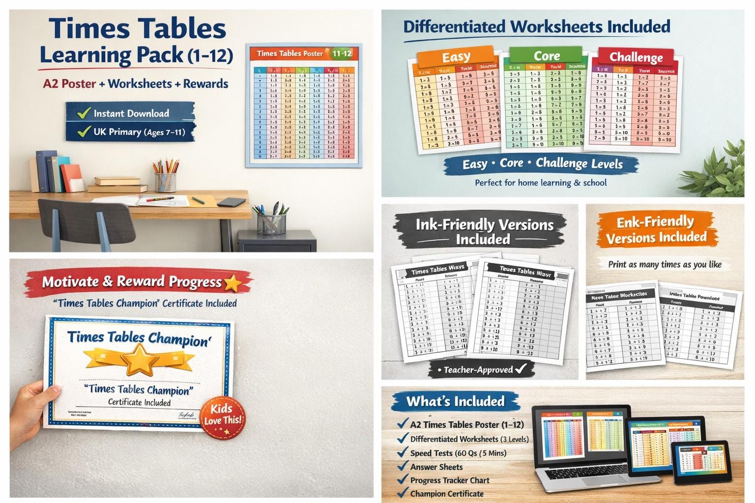 Multiplication Tables 1-12 Poster – Homeschool & Classroom Decor (A2 ...