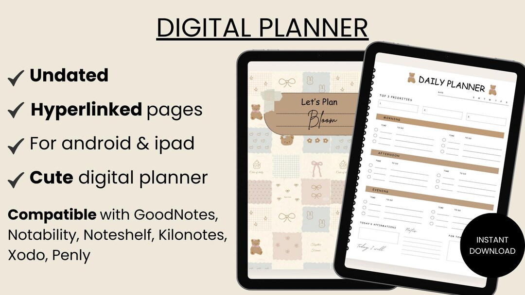 Digital Planner PDF, Hyperlinked Planner for Ipad, Goodnotes Daily ...