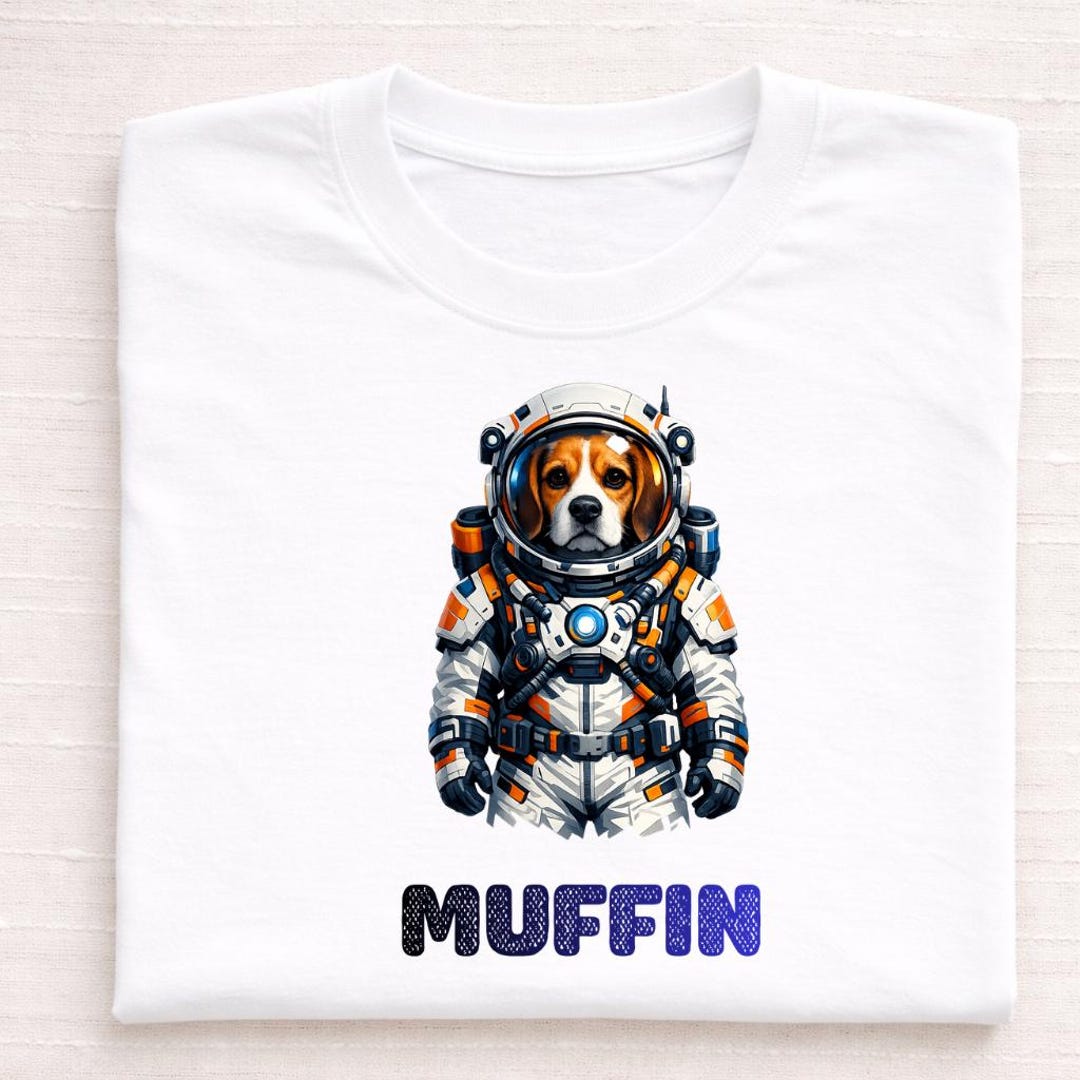 Personalized Astronaut Beagle T-shirt, Space Puppy Tee, Cosmic Dog ...