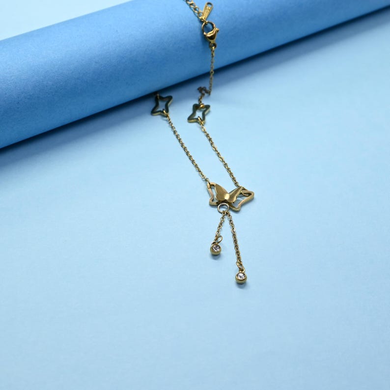 Dainty Gold Butterfly Bracelet, Hypoallergenic Brass, Waterproof Anti ...