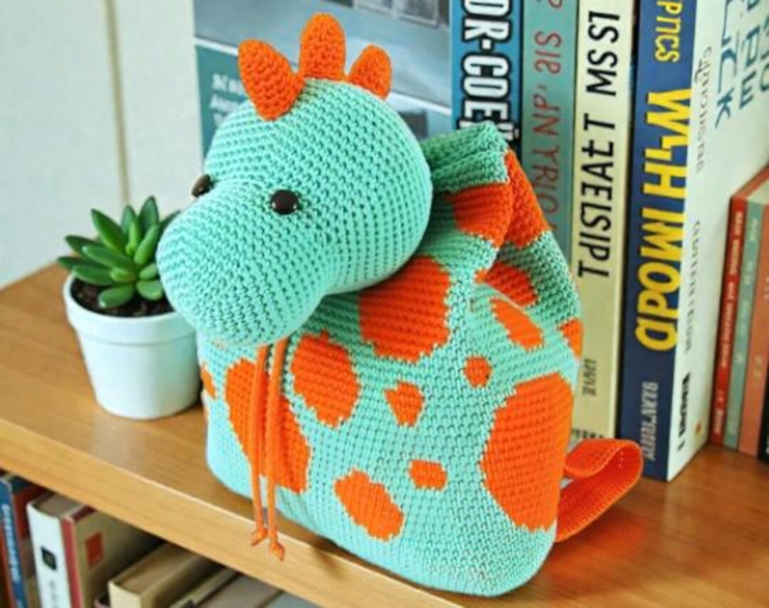 Dino Backpack Crochet Pattern, Gift for Kids Tapestry Bag PDF Pattern ...
