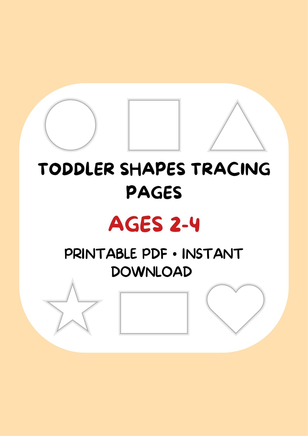 Toddler Shapes Tracing Pages | Ages 2–4 | Learn Shapes Printable ...