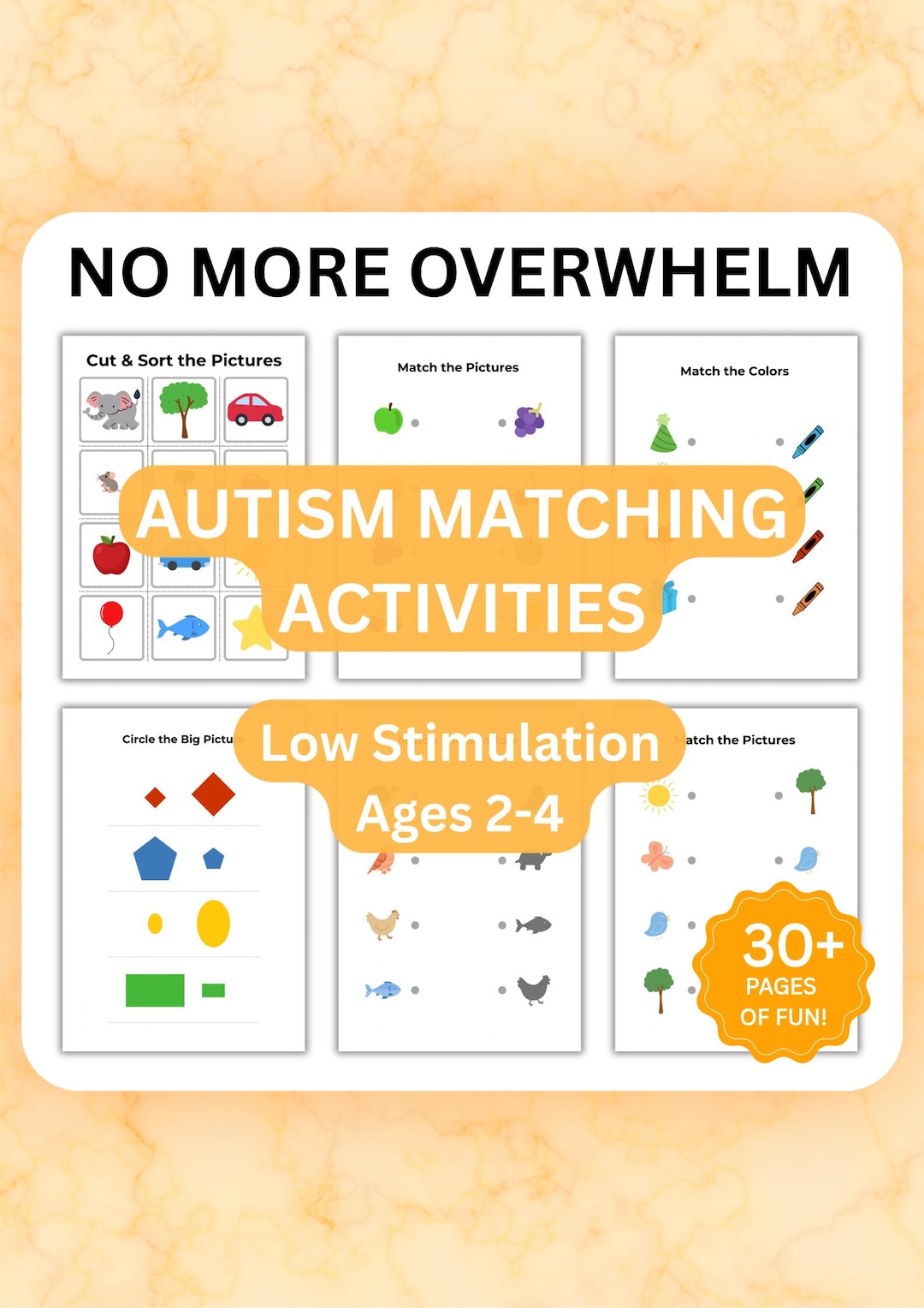 Autism Matching Activities Printable | Speech Delay Activities | Low ...