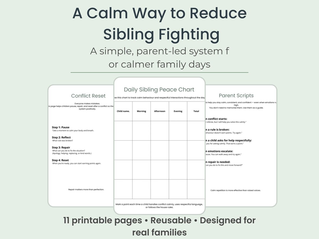 Sibling Peace System | Printable Reward Charts to Reduce Sibling ...