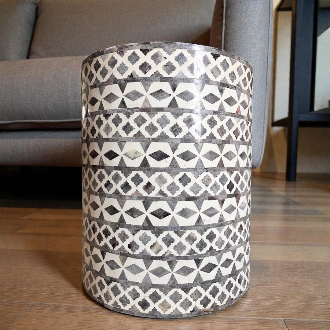 Modern Handmade Bone Inlay End Table for Living Room Decor - Etsy