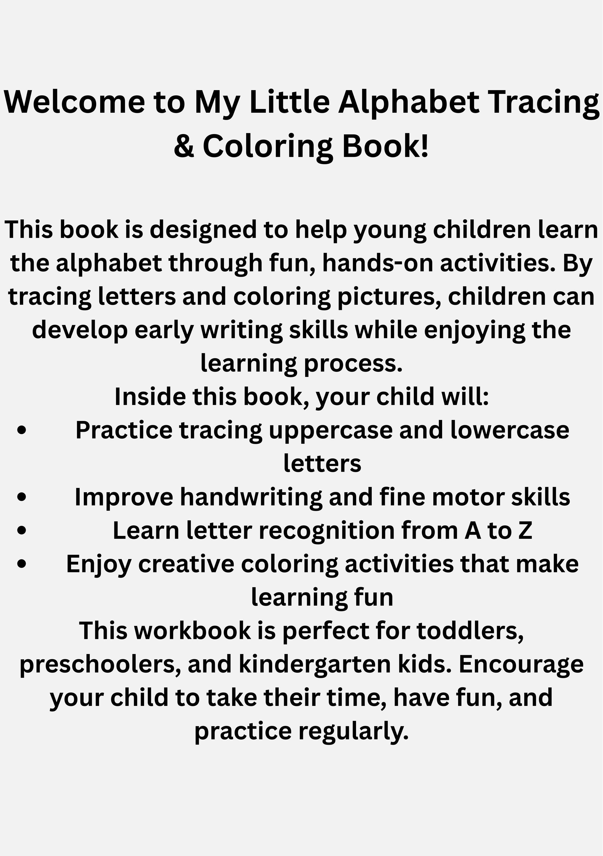 Alphabet Tracing Coloring Book for Preschool | A–Z Letter Practice ...