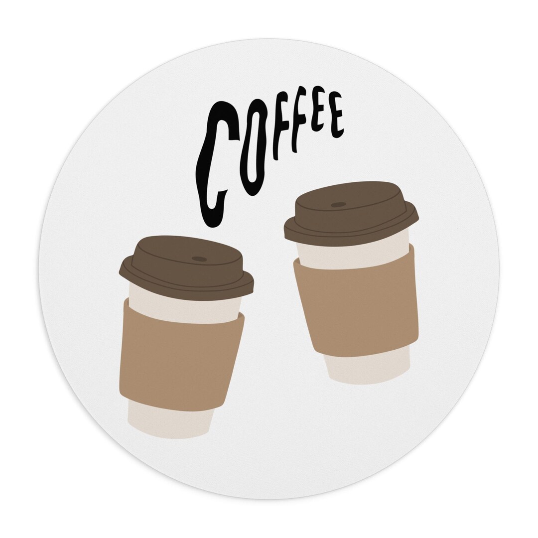 Coffee Cups Mouse Pad | Cute To-go Coffee Illustration, Round Desk ...