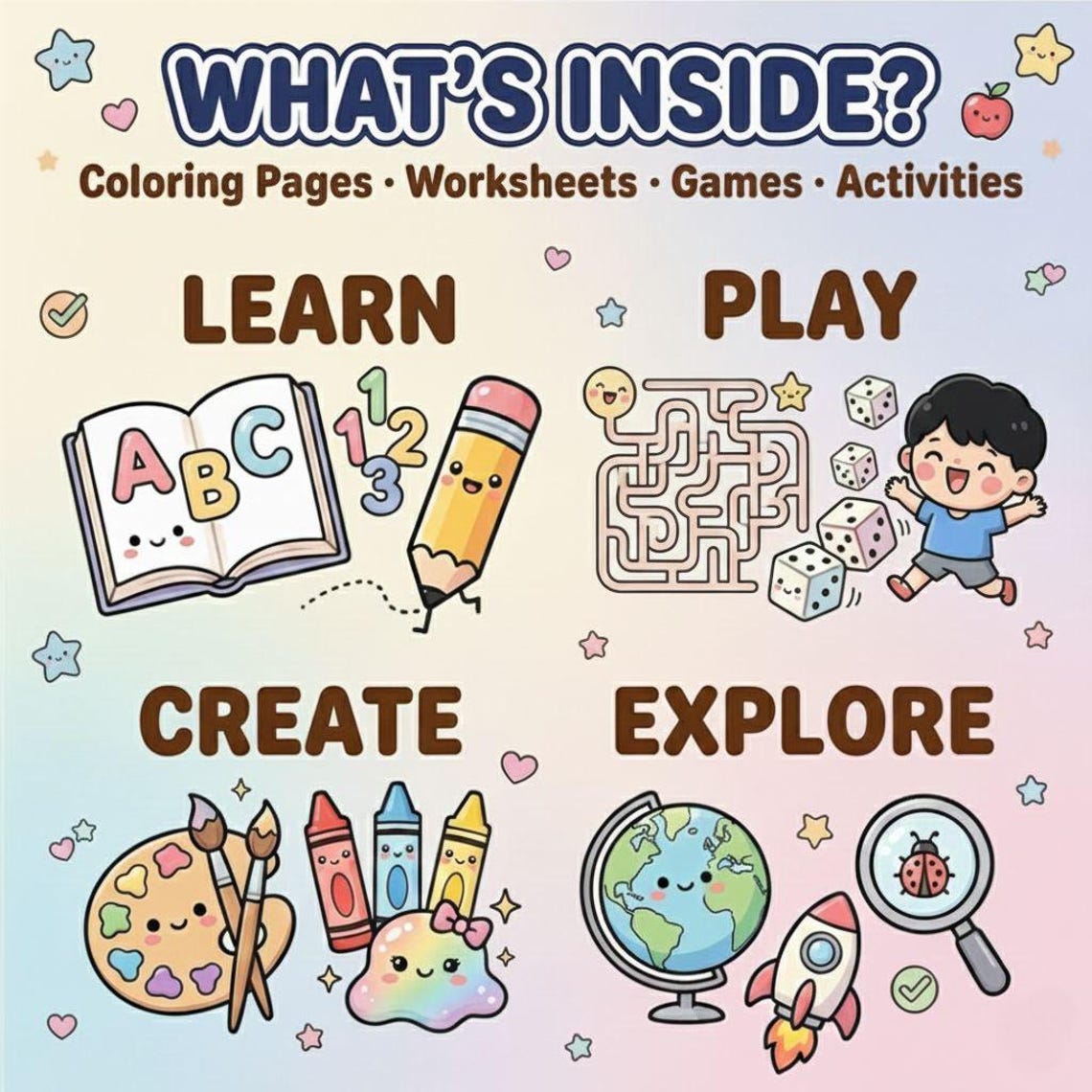 33,500+ Kids Educational Printables Bundle | Worksheets, Learning ...