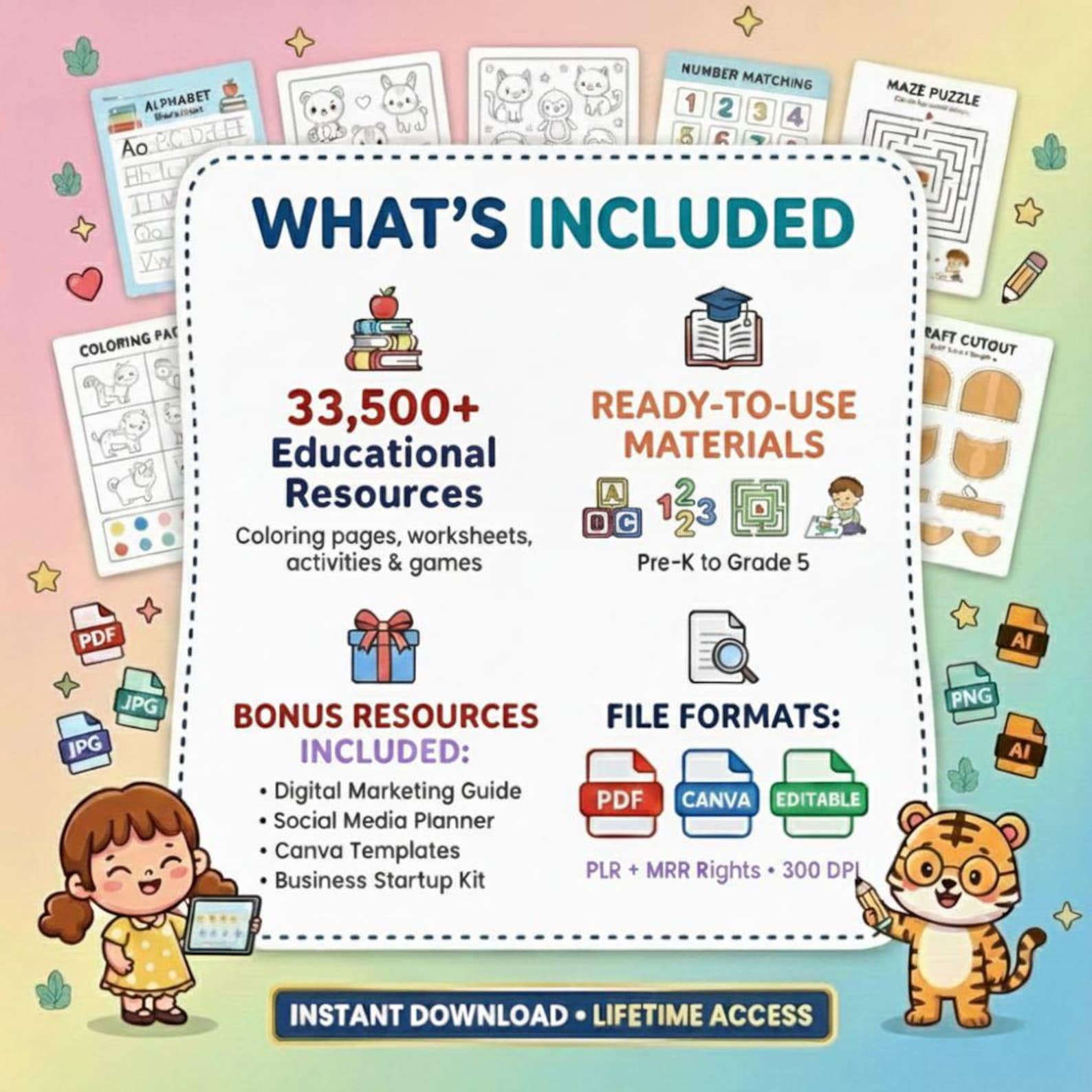 33,500+ Kids Educational Printables Bundle | Worksheets, Learning ...