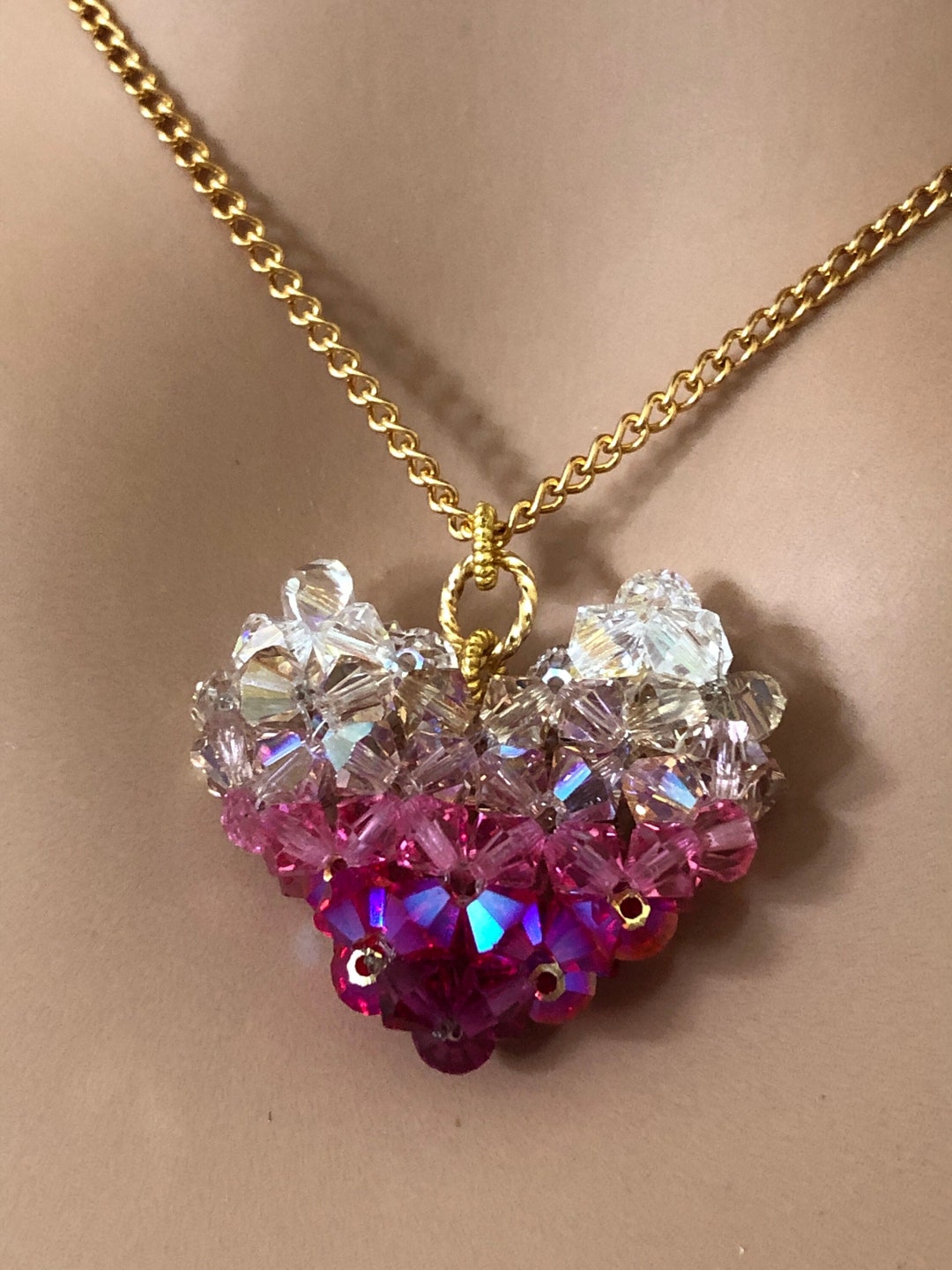 Swarovski Heart Pendant Handmade. Crystal. Graduated Tones - Etsy