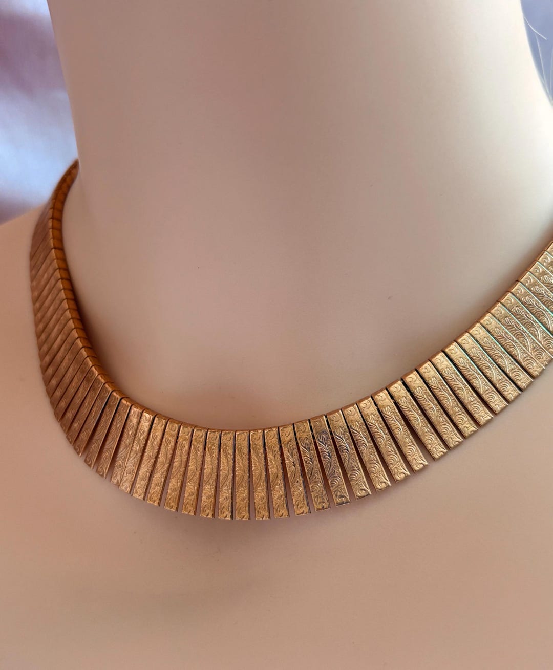 Necklace Cleopatra Style Rose Gold Vintage Choker With Swirl Design ...