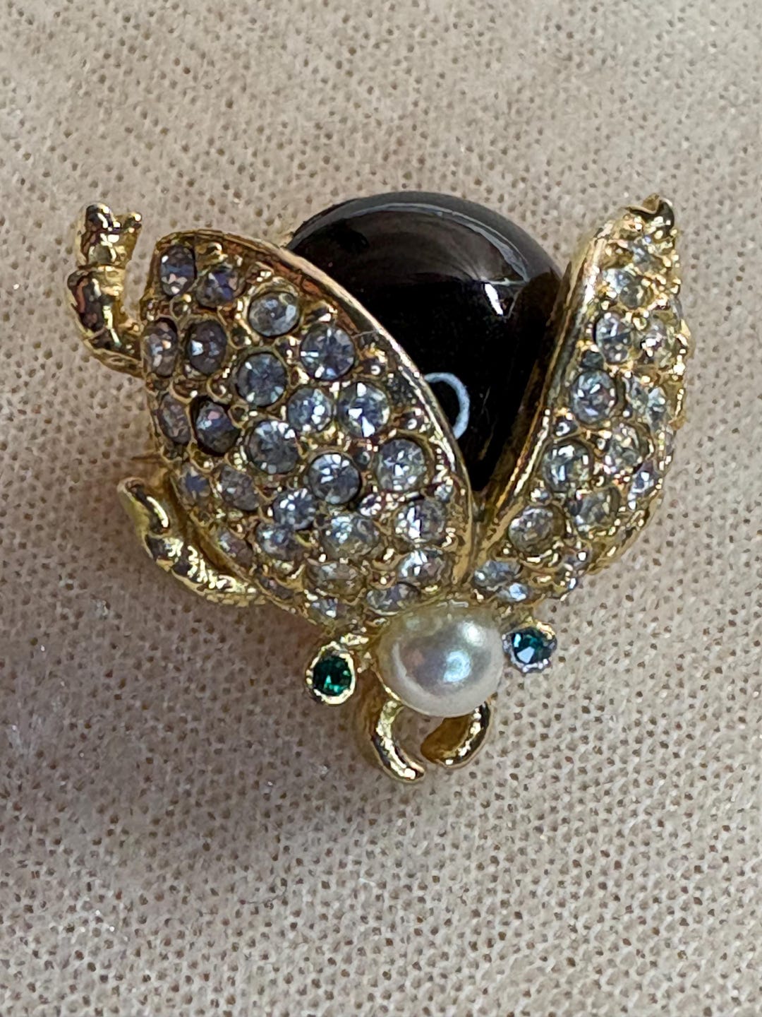 Vintage Rhinestone Ladybug Brooch: Gold Tone Ladybird Pin - Etsy