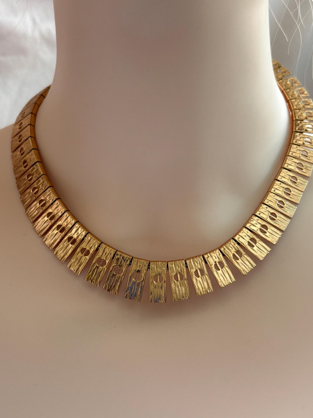 Vintage Cleopatra Collar Necklace: Statement Gold Tone Egyptian Revival ...