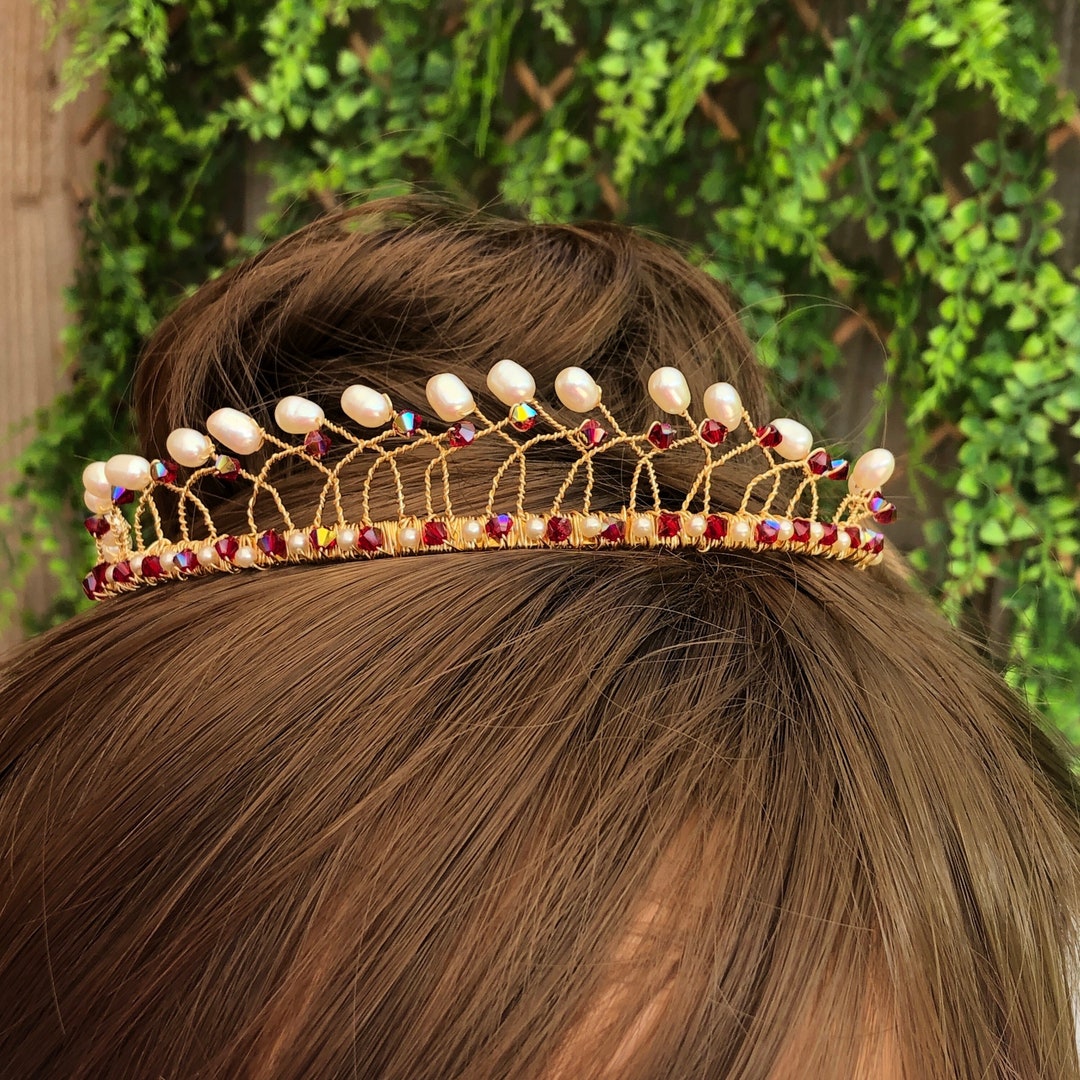 Swarovski Ruby Red Aurora Borealis Crystal & Freshwater Pearl - Etsy