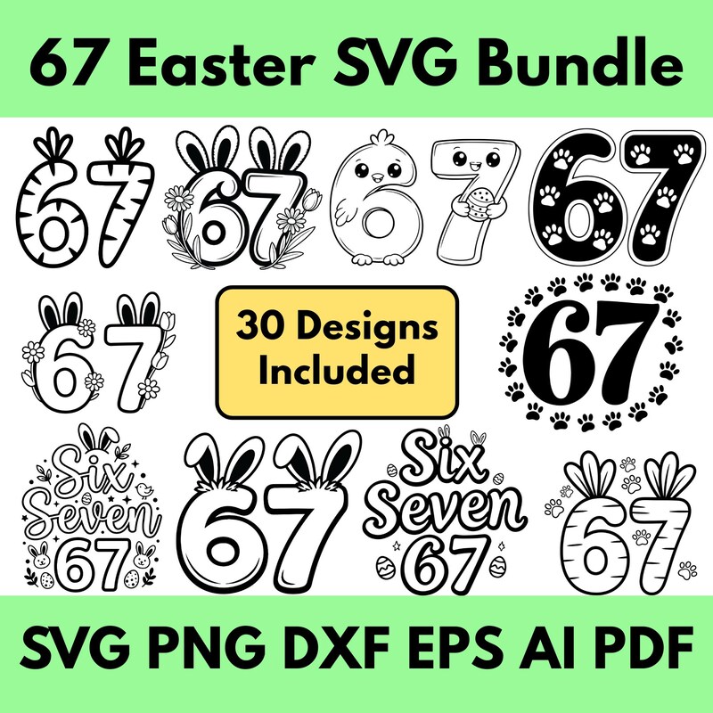 Number 67 Clipart - Etsy