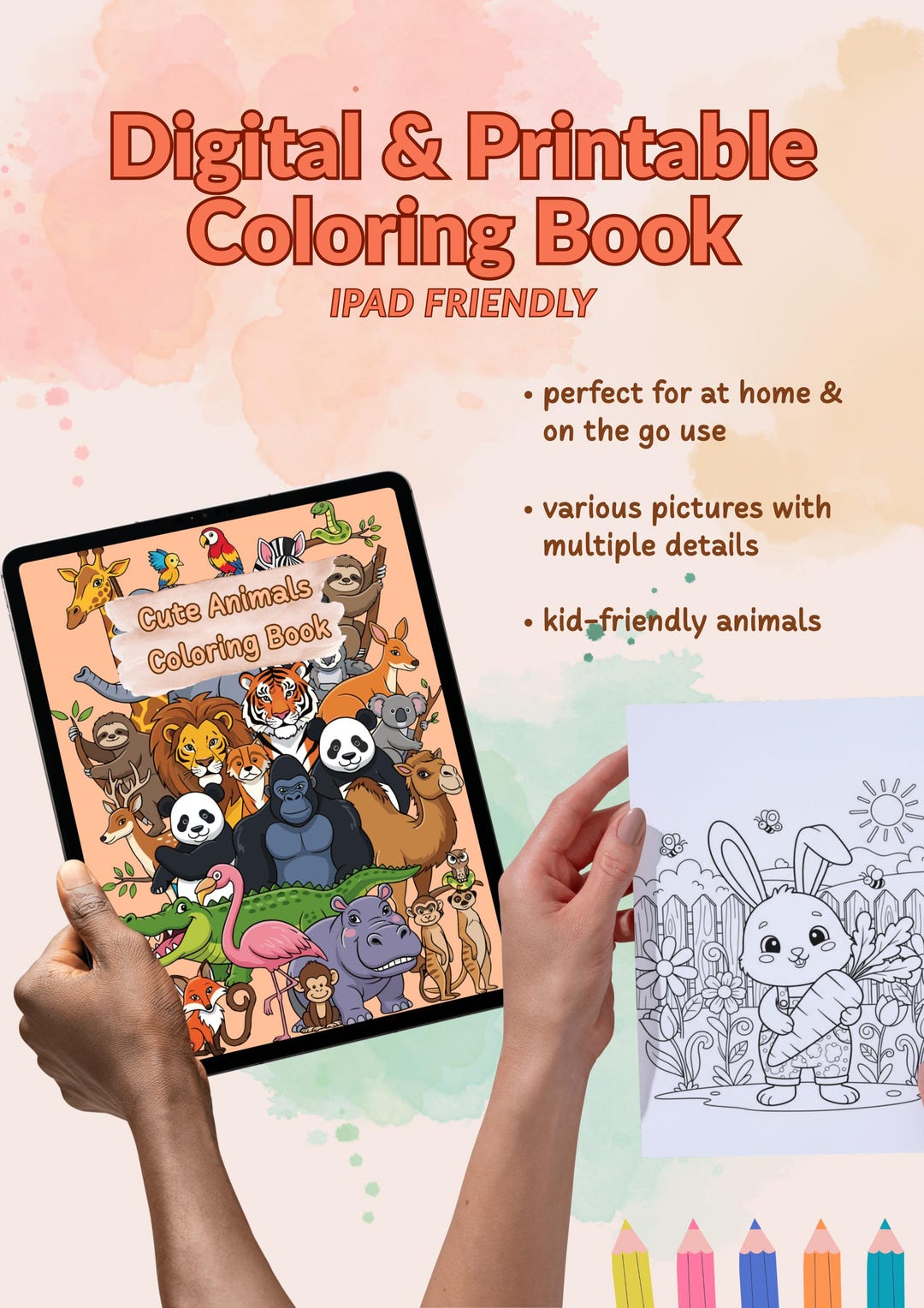 Animal Coloring Book for Kids – Easy, Printable Pages (PDF Download) - Etsy