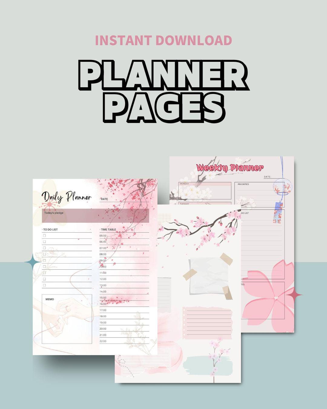 Printable Planner Pages, Bullet Journal Template, Pastel Design ...