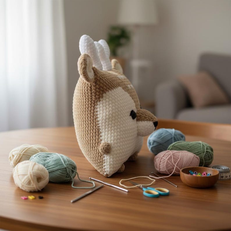 Amigurumi Deer Pillow Crochet Pattern, Cute Plush Reindeer Cushion ...