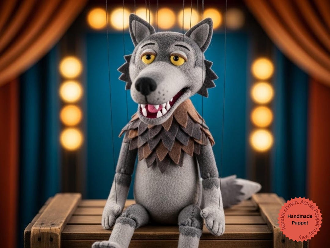 Gray Wolf Marionette - Handmade Felt Stage Character | Kids Theater ...