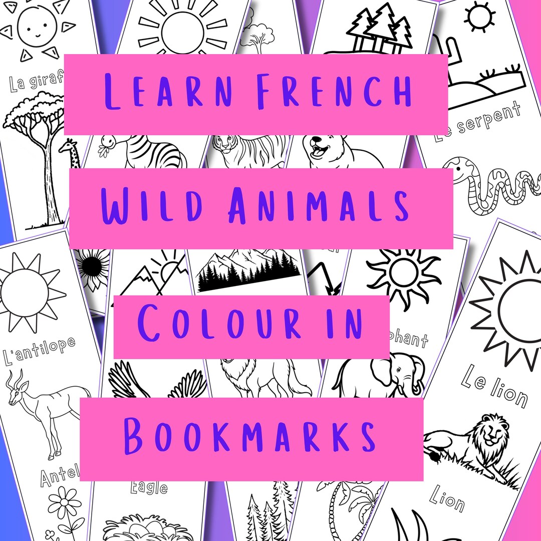 French Colouring Bookmarks Wild Animals Set of 10 - Digital PDF Learn ...