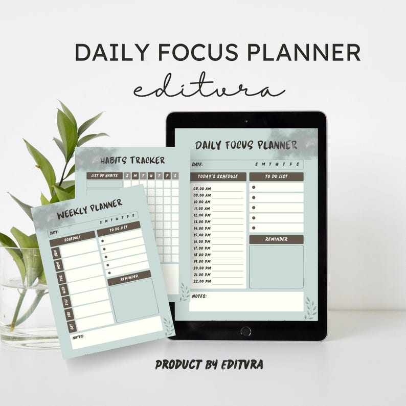 Minimalist Daily Planner Printable – Undated Schedule, To-do List (PDF ...