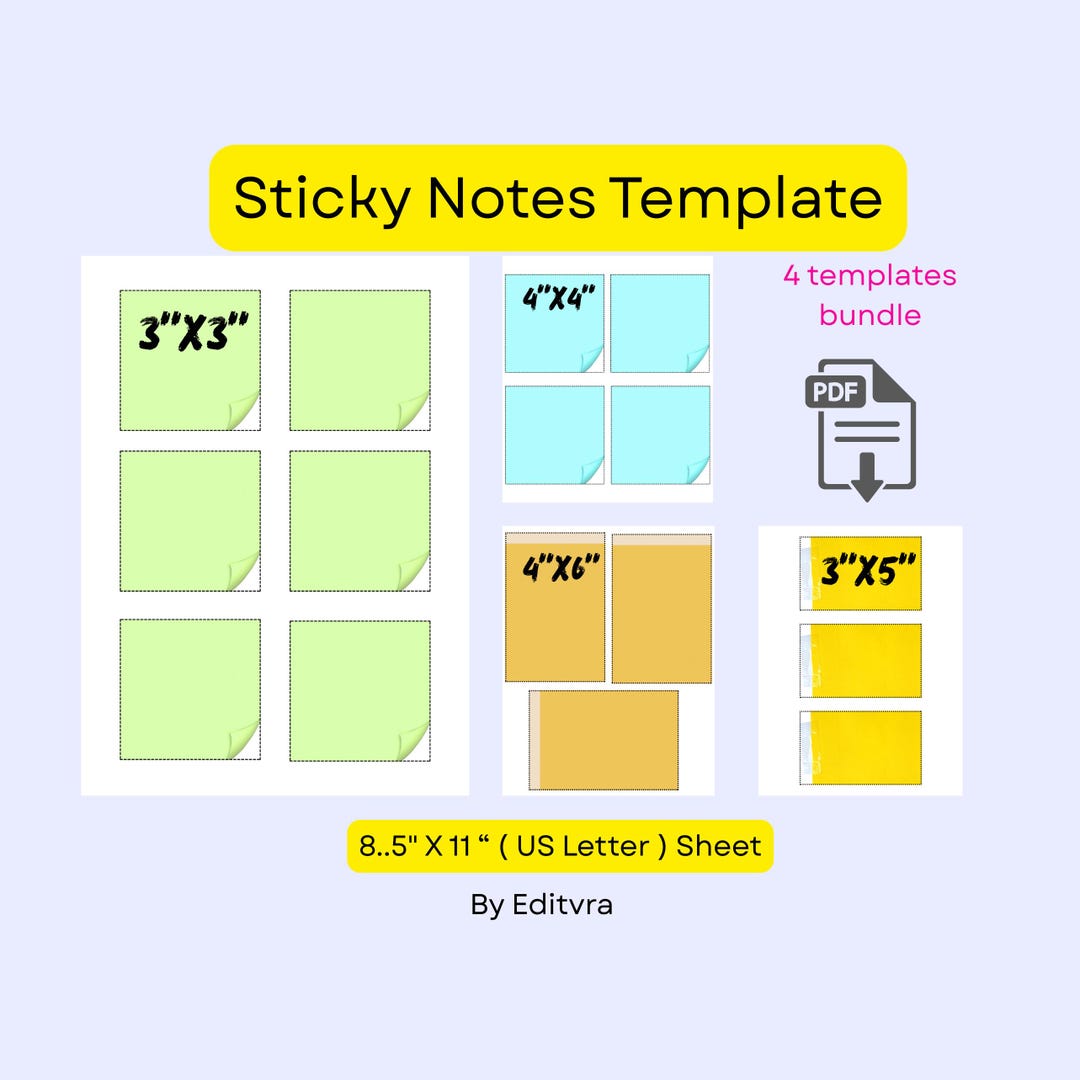 Canva Sticky Note Templates – Printable DIY Notes, All Sizes (digital ...