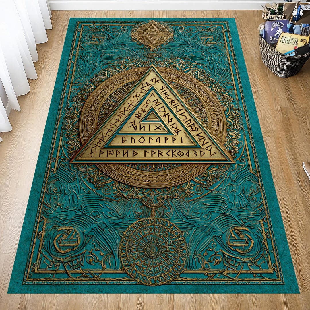 Runic Triangle Rug – Norse Viking Sacred Geometry Mystic Area Rug - Etsy