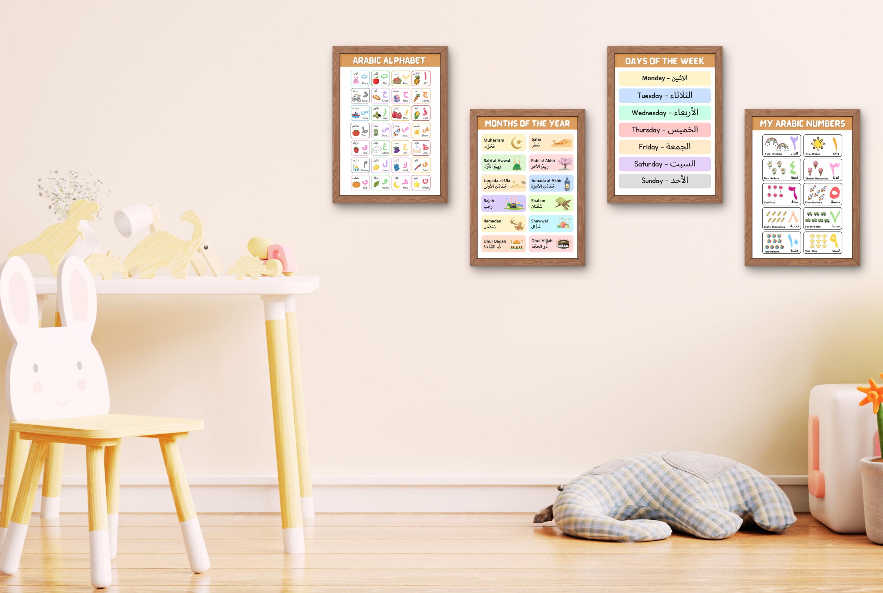 Arabic Learning Posters for Kids Printable PDF – Alphabet, Numbers ...