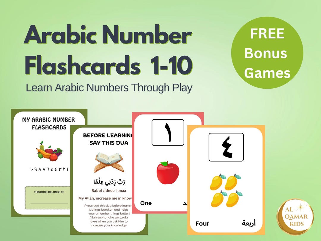 Arabic Number Flashcards 1–10 With FREE Games Arabic Numerals Hijaiya ...