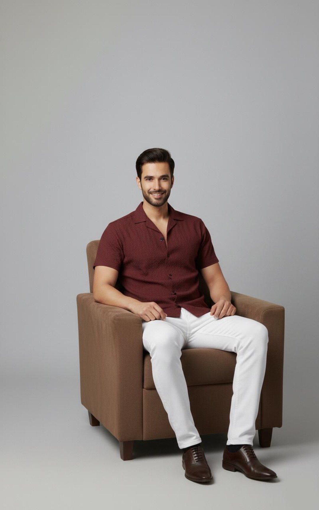 Mens | Pop Corn | Thick Fabirc | Cuban Collar | Half Sleeves Shirt ...