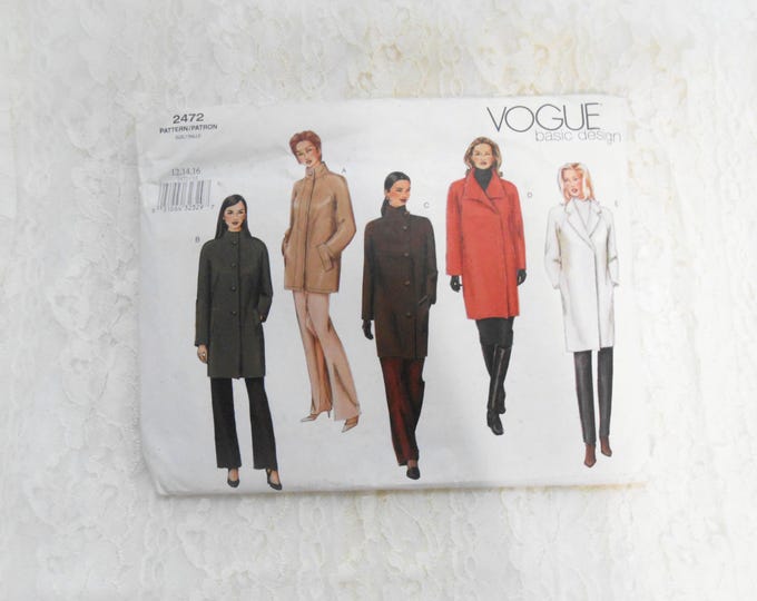 Coat Vogue Basic Design #2472 Sizes 12-14-16 Uncut ALL of Our Patterns ...