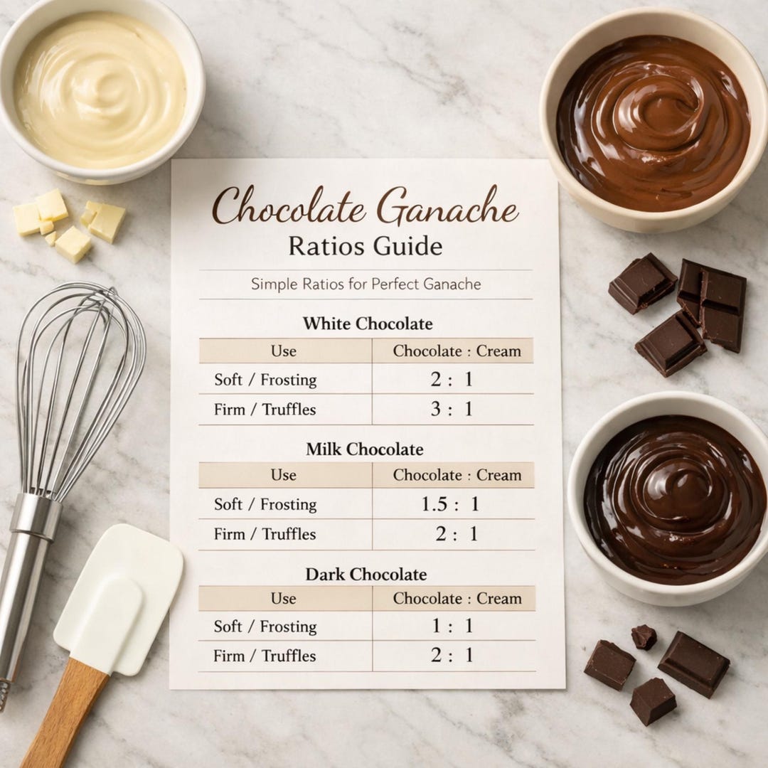 Chocolate Ganache Ratios Guide PDF | Beginner Baking Reference (digital ...