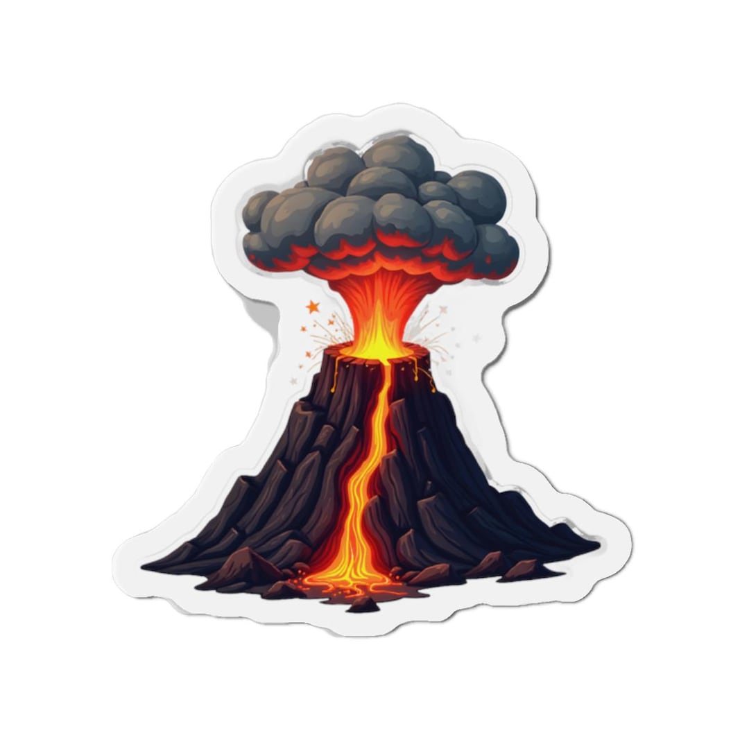 Volcano Eruption Fridge Magnet, Funny Kitchen Magnet, Cute Cartoon Lava ...