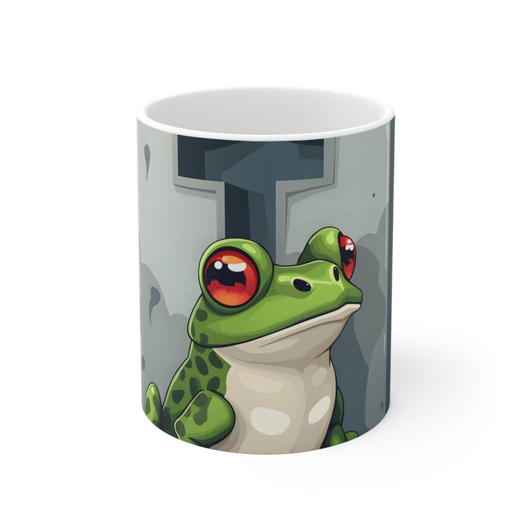 Zombie Frog Mug - Cute Undead Halloween Coffee Cup - Spooky Cartoon ...