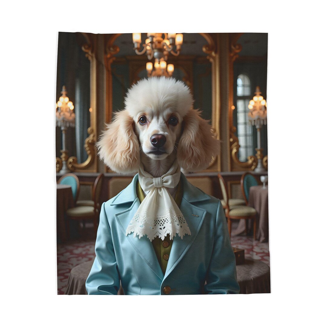 Victorian Poodle Throw Blanket, Living Room Decor, Elegant Dog Portrait ...