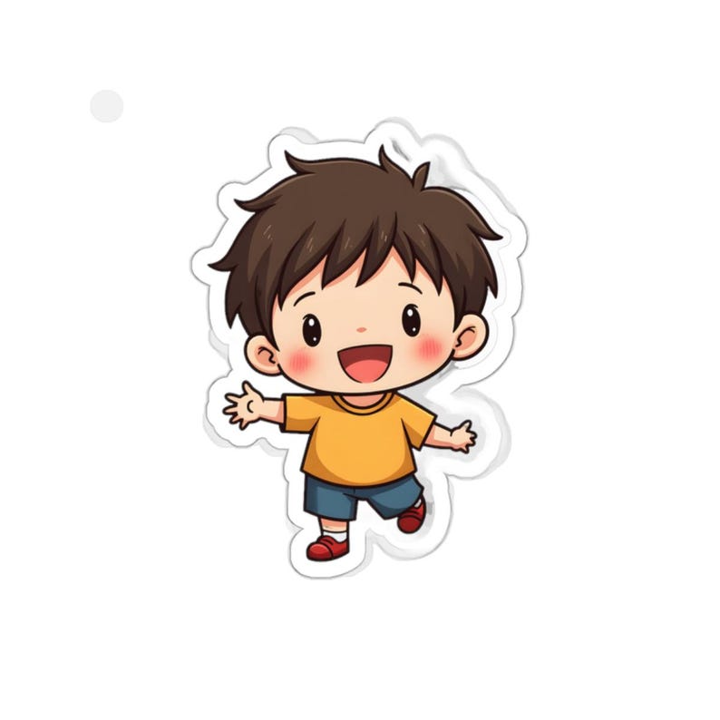 Kawaii Anime Boy Sticker, Cute Cartoon Die Cut Decal, Laptop Vinyl ...