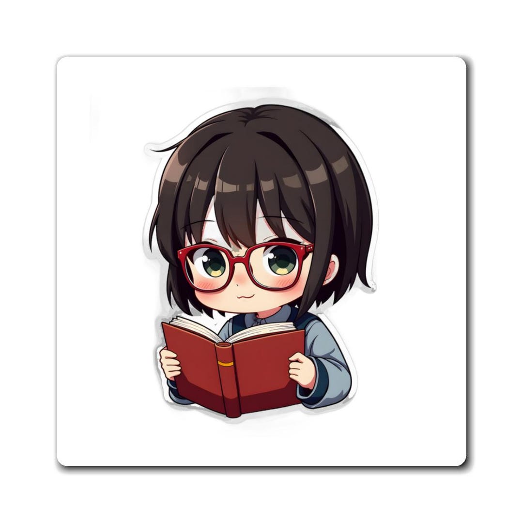 Anime Girl Reading Fridge Magnet, Kawaii Chibi Kitchen Magnet, Book ...