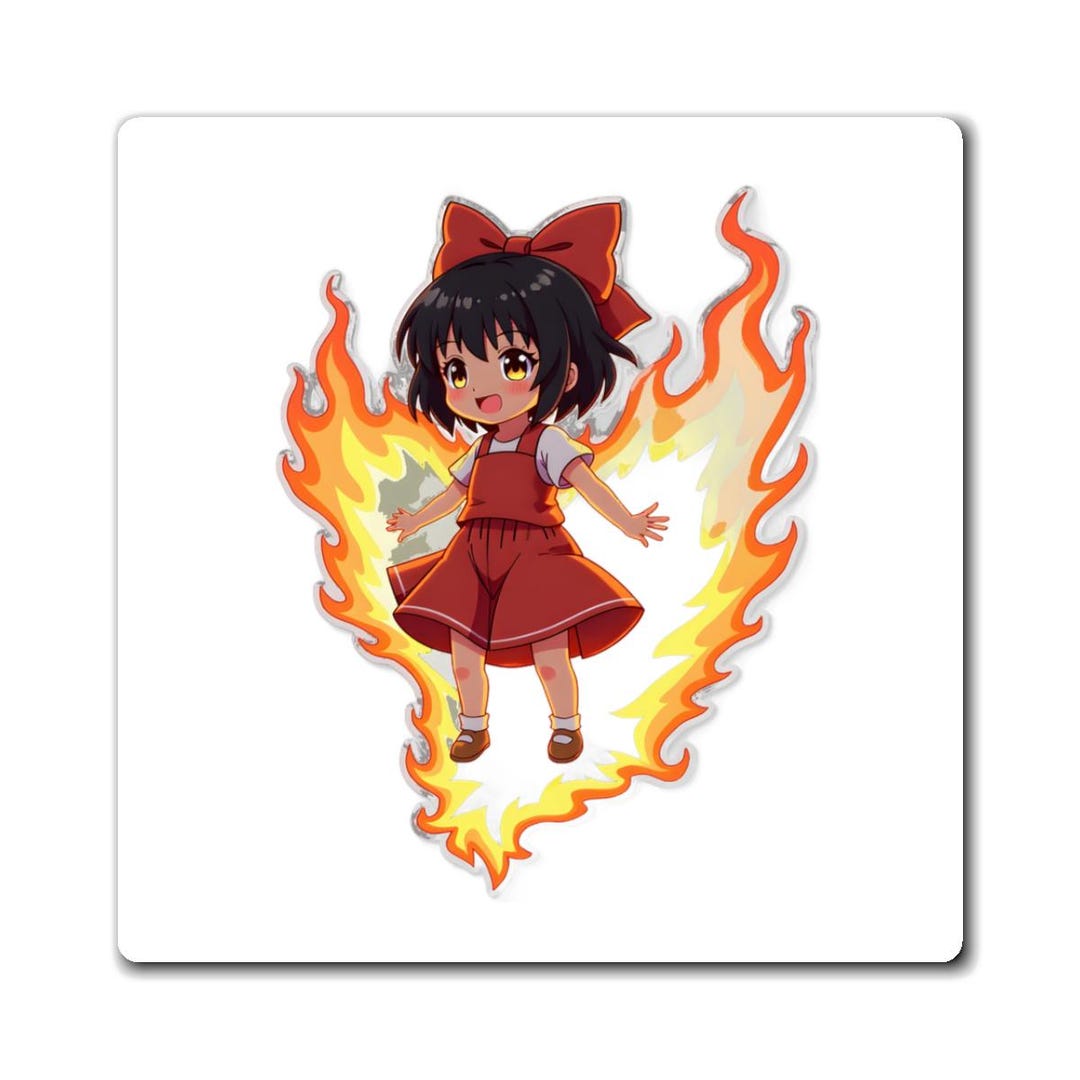 Anime Girl Fridge Magnet, Fire Flames Kitchen Magnet, Cute Kawaii ...